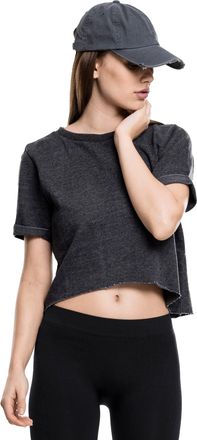 Urban Classics Damen Sweatshirt Ladies Cropped Burnout Short Sleeve Crew, Grau (Darkgrey 94), M