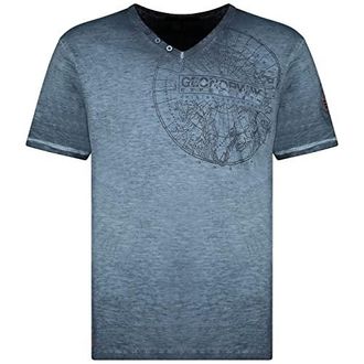Geographical Norway T-Shirt Homme JIMPERABLE Bleu Pull Manches Courtes, bleu, Medium