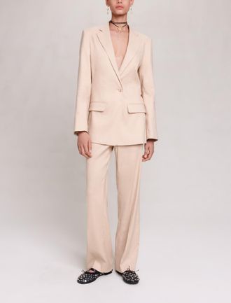 Maje Veste En Lin M&eacute;lang&eacute; - Beige - Taille 42 - Maje