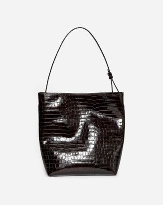 Arket Ledertragetasche Mit Krokodilpr&auml;gung -Braun