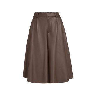 Brunello Cucinelli Nappa-leather Wide Bermuda Shorts With Monili