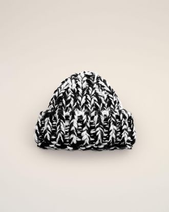 Ami Ami Paris - Bonnet noir et blanc en laine Noir - TU - Unisex