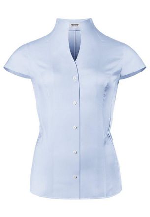 Vincenzo Boretti Klassische Bluse tailliert stretch Kelchkragen Kurzarm