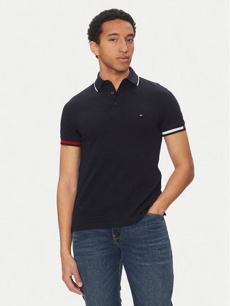 Tommy Hilfiger Poloshirt Flag Cuff MW0MW38458 Dunkelblau Slim Fit