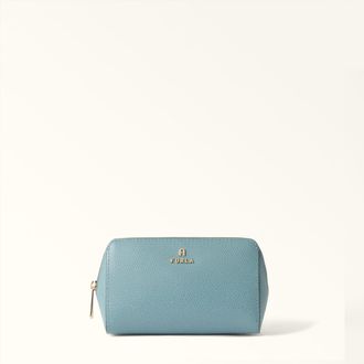 Furla Camelia Kosmetiktasche Cloud Blue Blau Strukturiertes Leder Damen