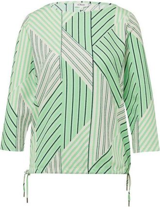 s.Oliver 3/4-Arm-Shirt T-Shirt Strukturierte Shirt-Bluse mit U-Boot-Ausschnitt