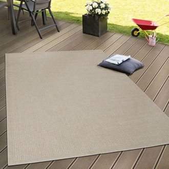 Paco Home Paco Home - Int&eacute;rieur & Ext&eacute;rieur Tissage &agrave; Plat Tapis Terrasses Tapis Look Naturel En Beige 140x200 cm