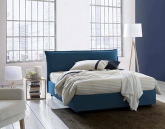 Dmora Talamo Italia - Cloe Doppelbett, Bettkasten mit abnehmbarem Bezug, gepolstertem Kopfteil und Bettkastenrahmen, 100 % Made in Italy, geeignet für Matra