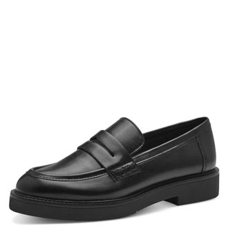 Marco Tozzi Damen Loafer ohne Absatz aus Kunstleder Klassisch, Schwarz (Black), 39