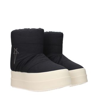 Rick Owens Womens Black Fabric Ankle Boots
