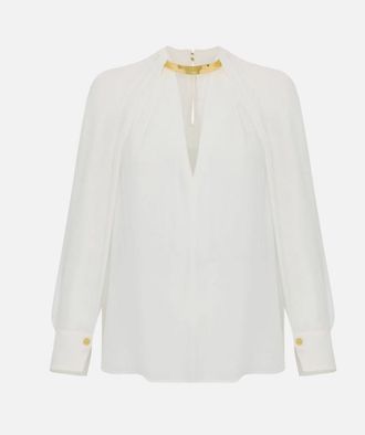Elisabetta Franchi Blouse en georgette avec d&eacute;tail bijou