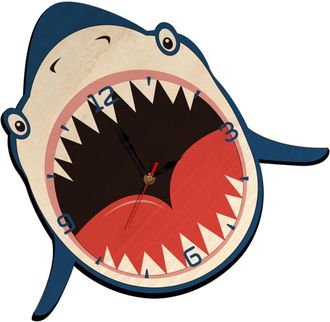 Amosfun Wanduhr Mit Cartoon-hai-Motiv Bezaubernde Dekorative H&auml;ngeuhr Aus Robustem Und Sicherem Material F&uuml;r Wohnzimmer K&uuml;che Schlafzimmer Ohne Batterie