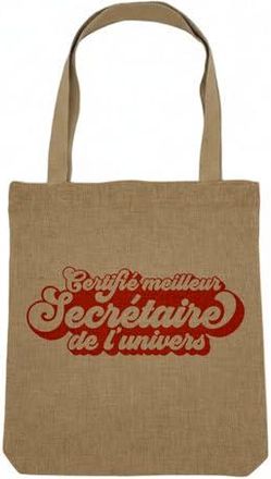 Fabulous Sac Shopping Tote Bag Aspect Lin - Certifi&eacute; meilleur Secr&eacute;taire de lunivers Entreprise collegue - Sac de Courses Toile Epaisse 360g Beige Naturel Caba