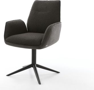 DELIFE Drehstuhl Zoa-Flex Materialmix Schwarz Fu&szlig;kreuz Schwarz 360&deg; drehbar Wippfunktion Taschenfederkern, Esszimmerst&uuml;hle