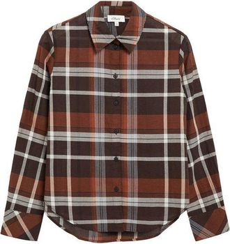 s.Oliver Langarmbluse Bluse Leichte Karo-Bluse im Relaxed Fit
