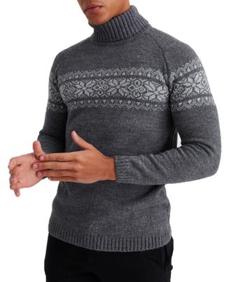 LEIF NELSON Herren Rollkragenpullover - Norwegischer Strickpullover mit Wintermuster - Warmer Rollkragenpullover für Herbst und Winter Anthrazit XX-Large