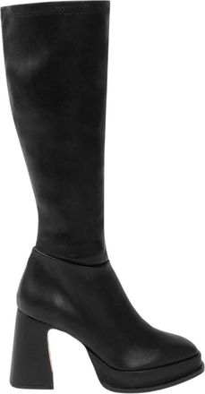 I Saw It First Retro Kniehohe Stiefel f&uuml;r Damen, Plattform-Absatz (Schwarz)