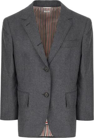 Thom Browne Femme, Vestes, Gris, Taille: 36 FR Solid Wool Flannel Oversized Sportcoat