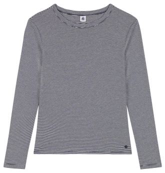 Petit Bateau A0BLK Langärmeliges T-Shirt Damen Smoking/Marshmallow L