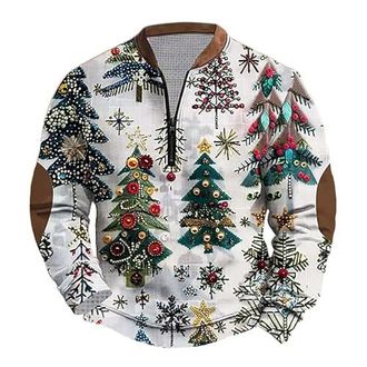 Generic Pull à fermeture éclair pour homme - Motif graphique de Noël - Coude tendance - Pull de Noël pour homme - Nouveauté - Amusant - Fêtes de vacances - Co