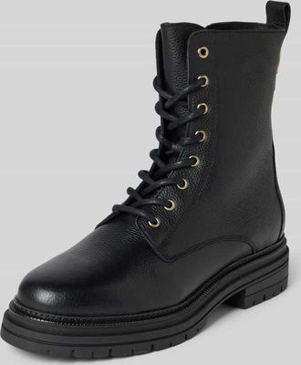 Tommy Hilfiger Schn&uuml;rstiefel aus fein genarbtem Leder