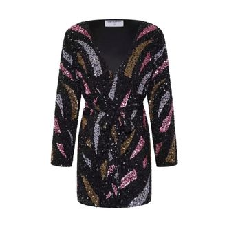One Teaspoon Pailletten Wickel Mini Kleid Delusion - - Dresses - Damen - Schwarzk - S