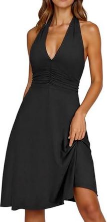 Generic Robe boh&egrave;me 2026 pour femme sans manches &agrave; nouer dans le dos nu pour sortir une ligne d&eacute;contract&eacute;e, Noir, XXL