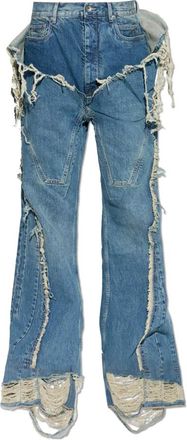 Rick Owens Homme, Jeans, Bleu, Taille: W31 Jean &Eacute;vas&eacute; Slivered Bootcut