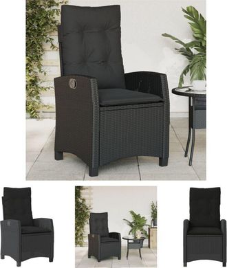 vidaXL The Living Store Gartensessel Verstellbar mit Kissen Schwarz Poly Rattan - Gartenst&uuml;hle