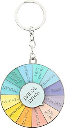 Exceart Porte-clés rotatif en forme de roue arc-en-ciel - Porte-clés What to Eat - En métal - Décoration pour sacs à main, à dos