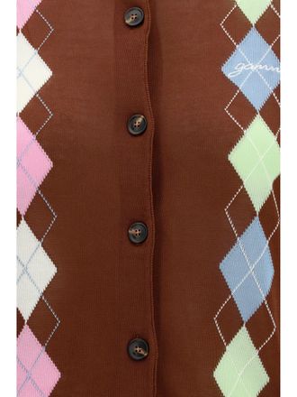 Ganni Womens Cardigan Tiramisu Cotton Sweater