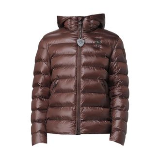 Blauer Nylon Parka mit Karomuster - - Jackets - Herren - Braun - S