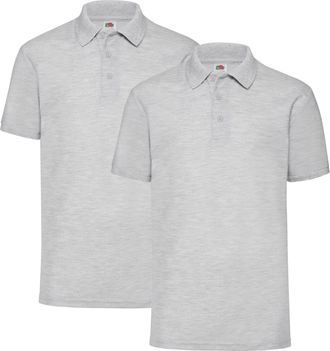 Fruit Of The Loom 2er Pique Poloshirt Herren Polo M L XL XXL 3XL 4XL 5XL HLKauf-Block (4XL, 2er Grau & 1x HLKauf-Block)