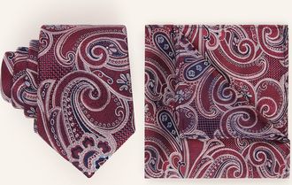 Paul Paul Set: Krawatte Und Einstecktuch rot