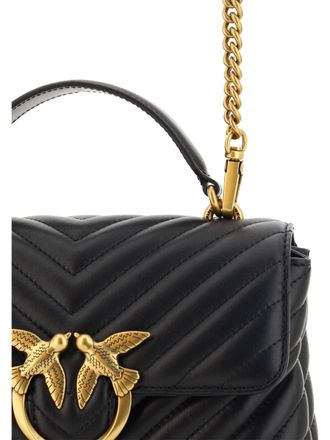 Pinko Womens Handbag Love Lady Mini Black-Antique Gold Calf Leather Handbags Black/antique Hand Bags