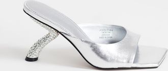 Topshop Octavia Sandale mit Riemchen und hohem Strassabsatz in Silber