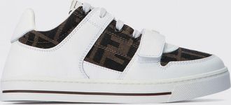 Fendi Low-Top-Sneakers f&uuml;r Jungen aus Kalbsleder mit FF-Jacquard-Stoffeins&auml;tzen