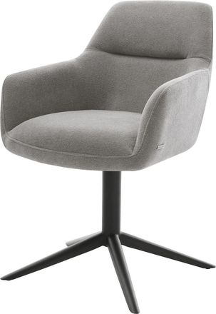 DELIFE Esszimmerstuhl Pejo-Flex Fu&szlig;kreuz Schwarz Strukturstoff Soft Grau 360&deg; drehbar Wippfunktion Taschenfederkern