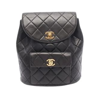 Chanel Sac &agrave; dos en cuir dagneau Vintage Pre-owned - Femme - Pre-owned - Noir - Taille: ONE Size