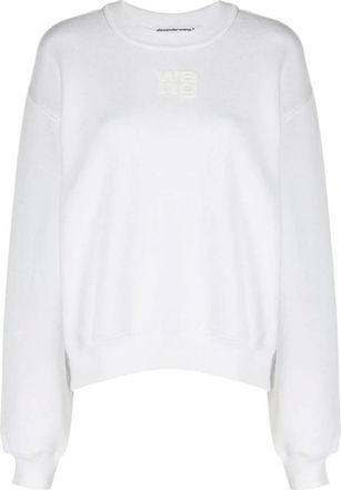 Alexander Wang Femme, Sweatshirts et sweats &agrave; capuche, Blanc, Taille: 36 FR SweaT-shirt ras du cou avec logo en relief