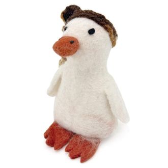 NEPALAYA Artisan Community - EW-259 - Eierw&auml;rmer, Ente, Hippie, wei&szlig;, Filz, Handarbeit, 14cm x 10cm x 8cm