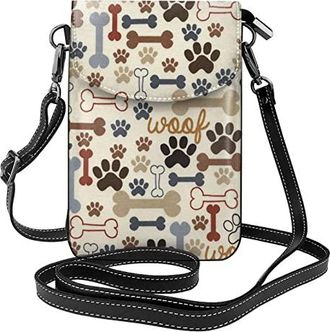 IUBBKI Dog Bones Paw Porte-monnaie pour téléphone portable - Petit portefeuille en cuir à bandoulière pour femme Bretelles Sac Carry Card Cosmetics