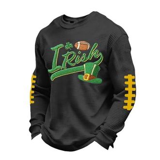 Generic Haut &agrave; manches longues pour homme - Col rond d&eacute;grad&eacute; - L&eacute;ger et respirant - Col rond - Confortable - Doux au toucher, Noir, 3XL