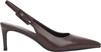 Estro & Luminara Femme, Chaussures, Brun, Taille: 38 EU Escarpins Slingback en Cuir &agrave; Talons Aiguilles