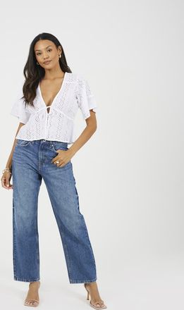 Brave Soul Jean slim &agrave; taille mi-haute - Bleu moyen