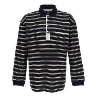 Bottega Veneta Polo en piqu&eacute; ray&eacute; - Homme - Tops - Bleu - Taille: M