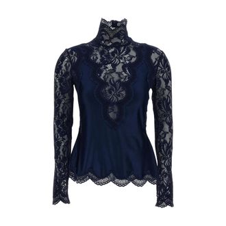 Paco Rabanne Spitzenrollkragen-Oberteil - - Blouses & Shirts - Damen - Blau - S