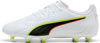 Puma Unisex King 20 Play FG/AG Fu&szlig;ballschuh, wei&szlig;-leuchtendes Rot-Gelb Alert, Gr&ouml;&szlig;e 40, Puma Wei&szlig; Leuchtend rot gelb Alarm, 40.5 EU