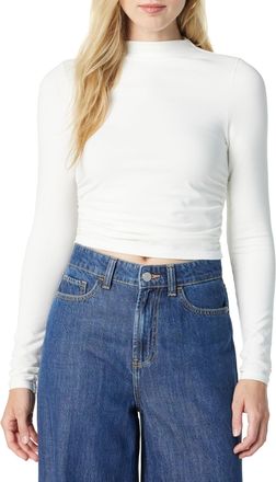 The Drop Ebony Mock Neck Long Sleeve Top Shirts, Kokosmilch, L