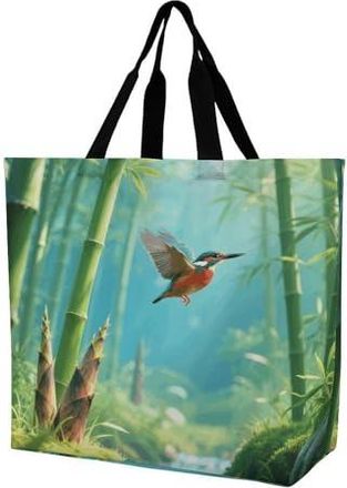 Generic Martin-P&ecirc;cheurs De Bambou Sac Courses L&eacute;ger Sacs Grand Sac A Main Femme Pour Voyage Shopping Quotidienne